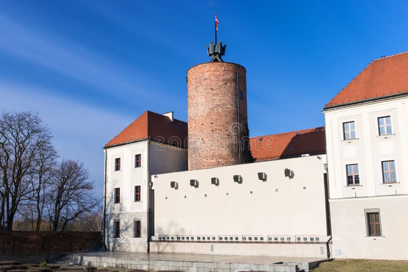 Glogow, Poland. Historic Town Hall Building with Clock Tower Stock ...