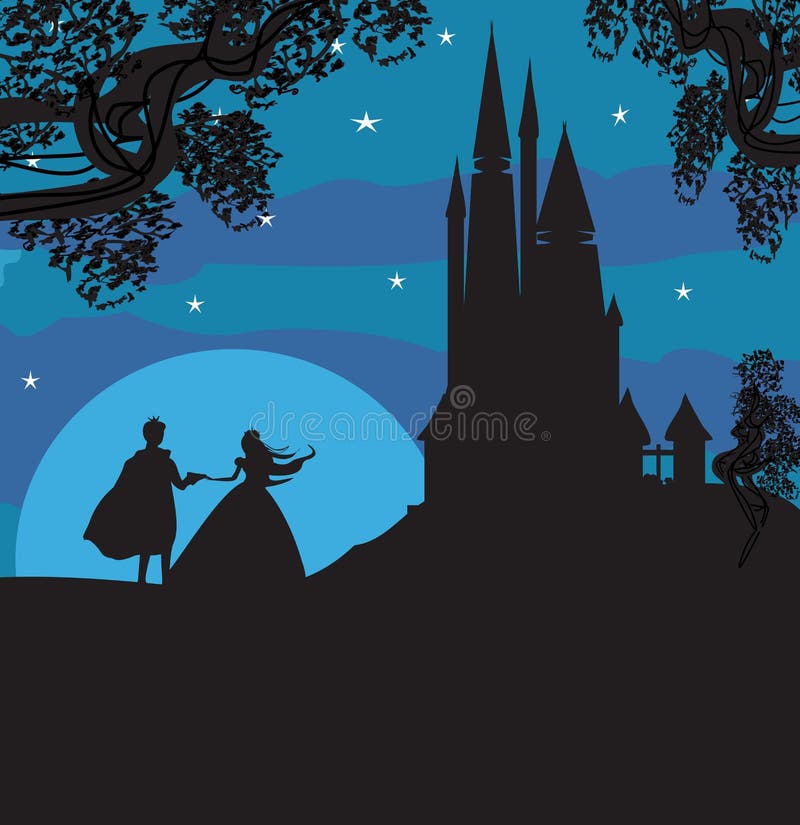 Magic Castle and Princess with Prince Stock Vector - Illustration of ...