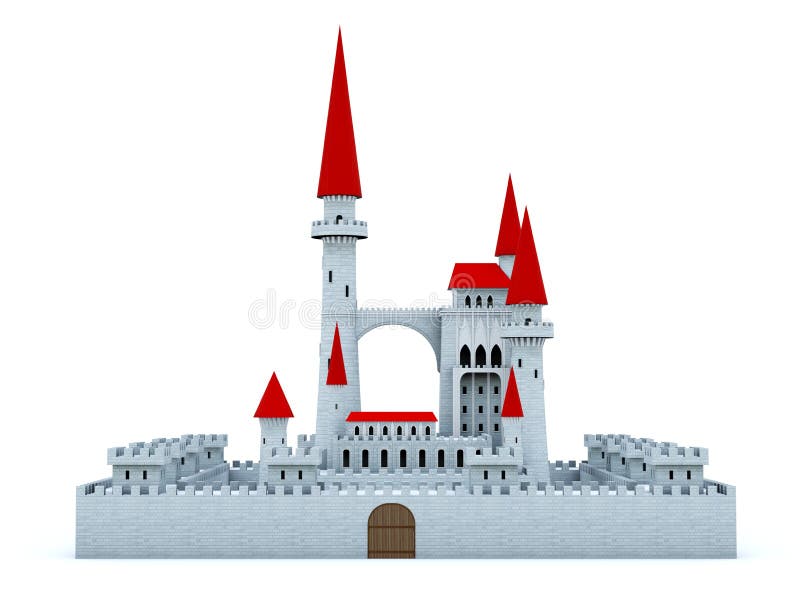 Castle with red roof stock illustration. Illustration of stone - 12225104