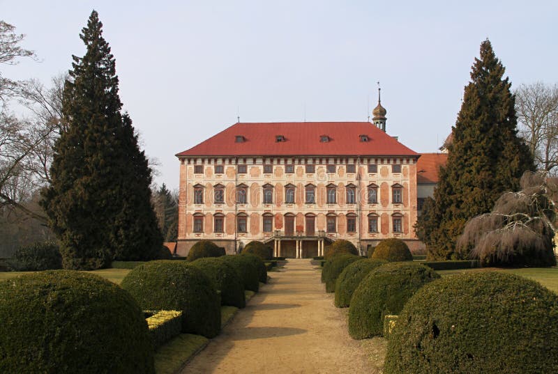 Castle with red roof stock image. Image of exterior, renovated - 46673509