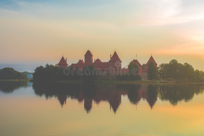 Castle reflection in water stock image. Image of lithuania - 165615791
