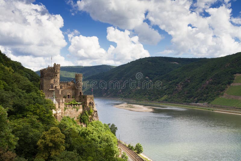 Castle Rheinstein Overlooking the Rhine Valley Stock Image - Image of ...