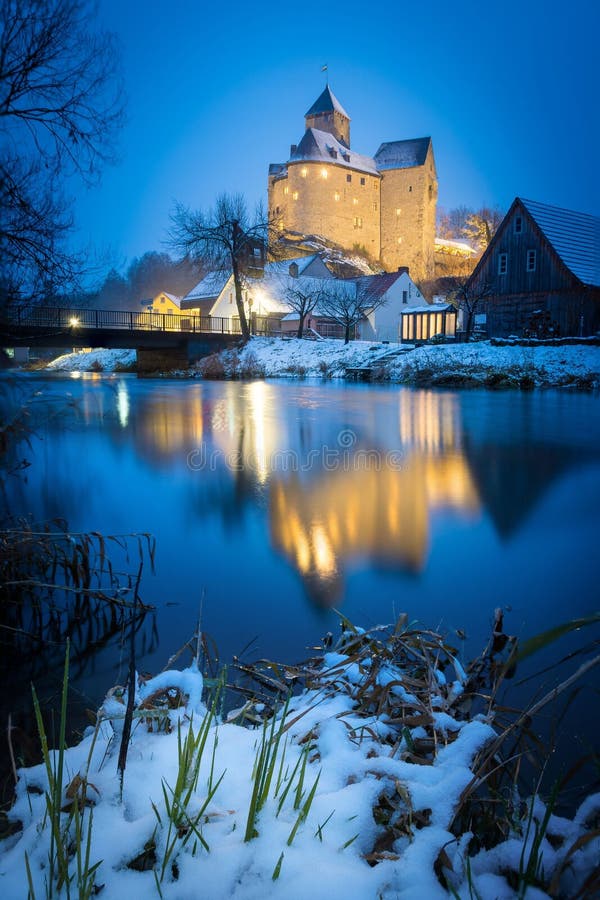 Castle on a River with a Mirror Reflection Stock Image - Image of ...