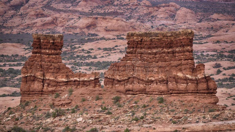 Castle Rock at Arches National Park in Utah Stock Photo - Image of ...