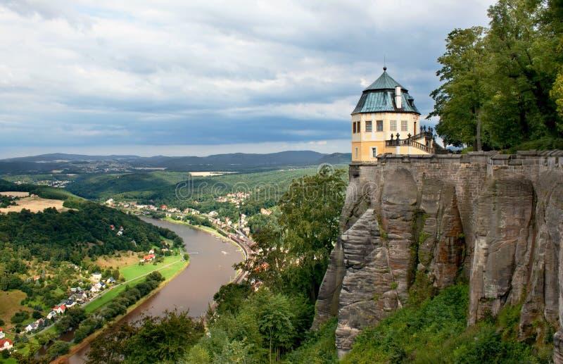 The Castle on a Rock Over a River Valley Stock Photo - Image of hill ...