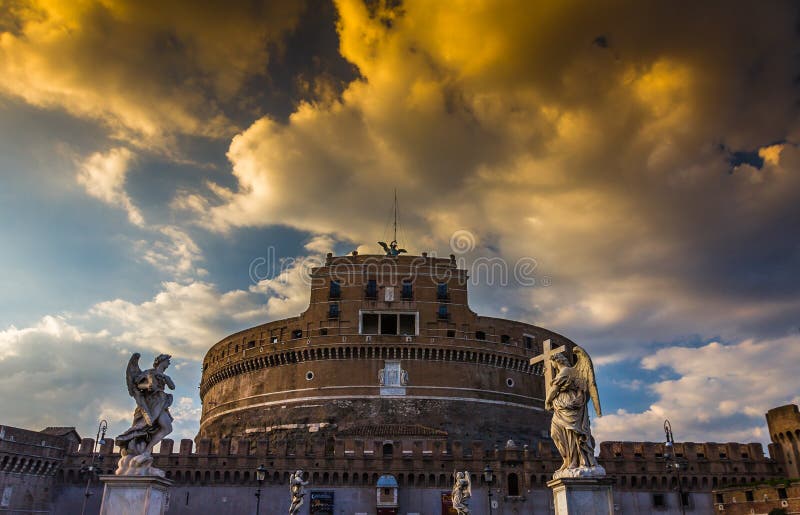 Castle in Rome - Sant Angelo Castle in Rome Stock Photo - Image of ...