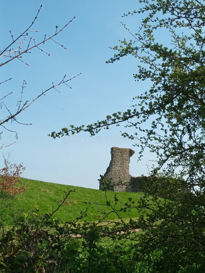 Castle ruins in landscape stock photo. Image of meadow - 274584916
