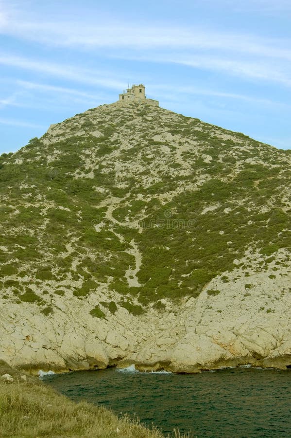 Castle Ruins on a Mountain in the French Calanques Stock Photo - Image ...