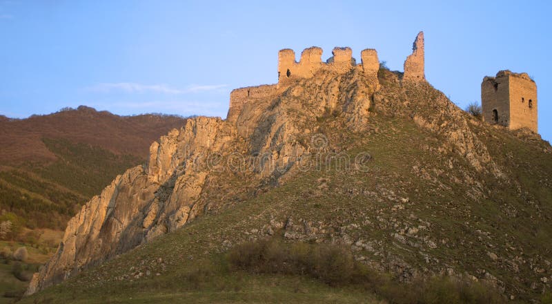 Castle Ruins in the Mountains Stock Image - Image of monument, castle ...