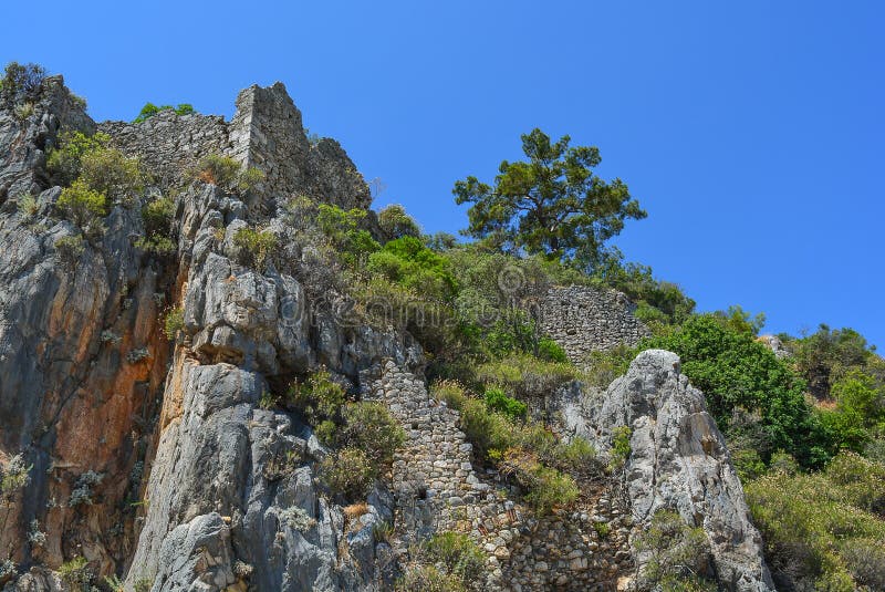 Castle Ruins on a Rock in the Tropics Stock Image - Image of ...