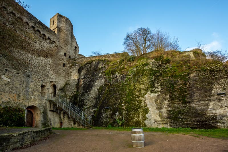 Castle Ruins in Winter stock image. Image of mountain - 91547915