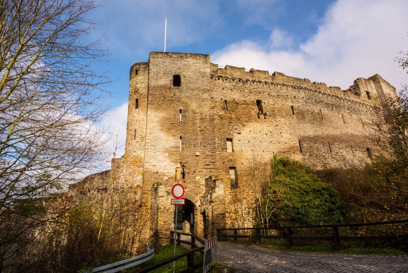 Castle Ruins in Winter stock photo. Image of cobblestone - 91548040