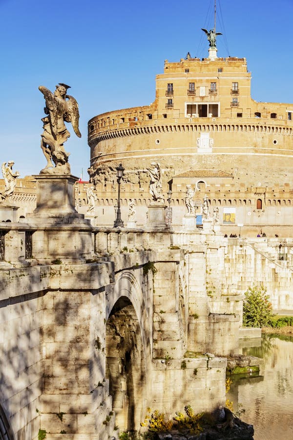 Castle of Saint Angel in Rome Stock Photo - Image of river, bridge ...