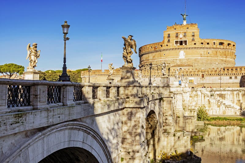 Castle of Saint Angel in Rome Stock Image - Image of bridge, angelo ...