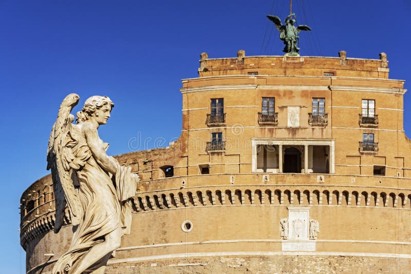 Castle of Saint Angel in Rome Stock Photo - Image of capital, rome ...