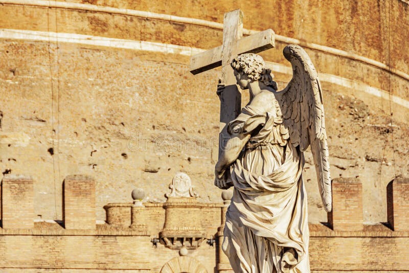 Castle of Saint Angel in Rome Stock Image - Image of river, bridge ...