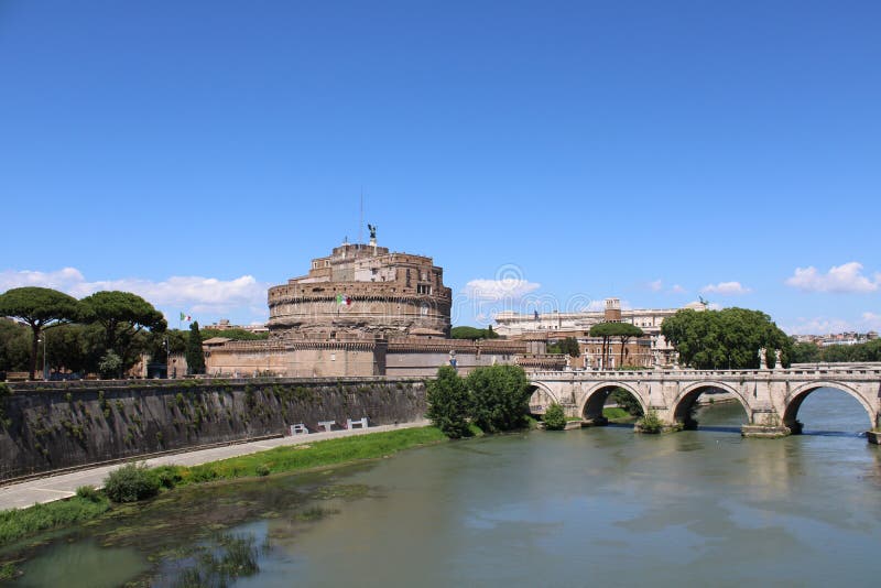 View of Castle Saint Angelo Rome Italy Stock Photo - Image of antique ...