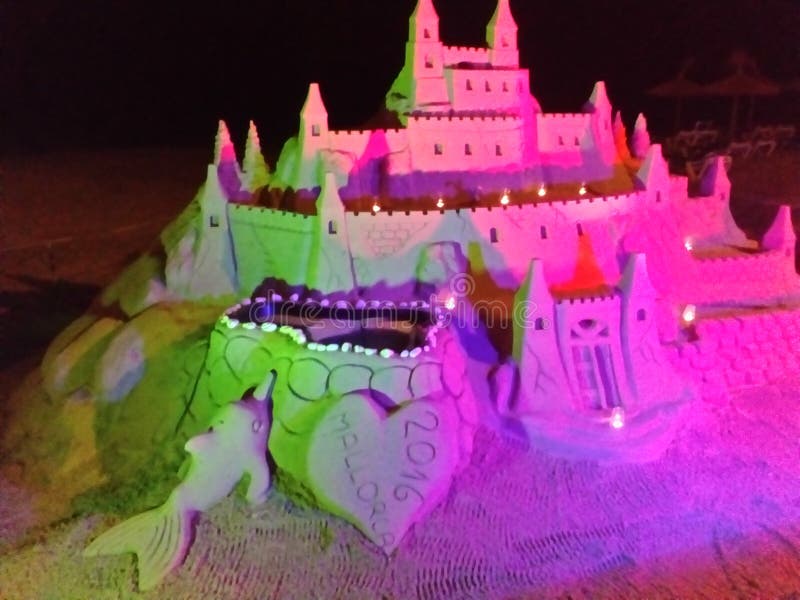 Castle editorial image. Image of sand, lights, night - 109563170