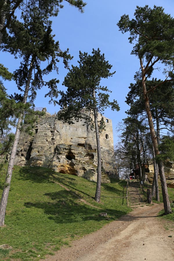 Castle on the sandy rock stock photo. Image of stairs - 55596698