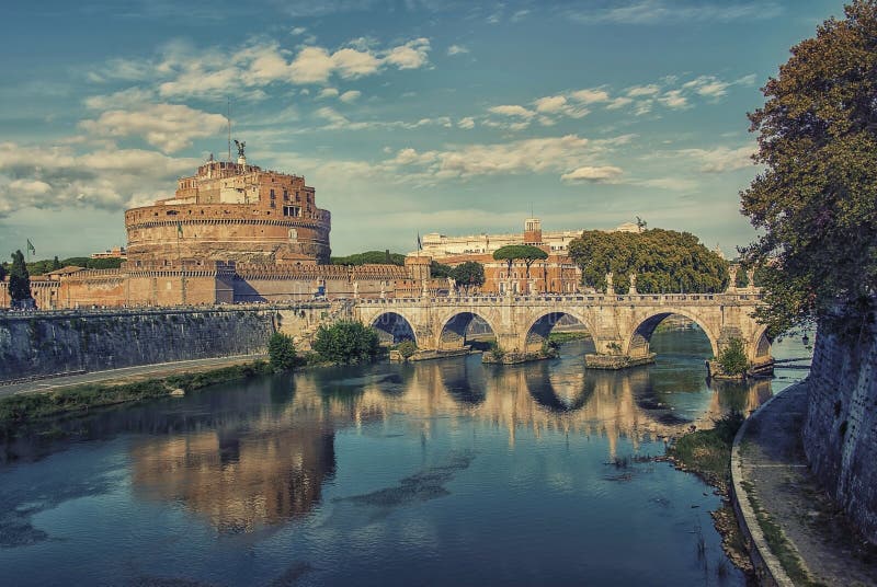 Castle Sant` Angelo in Rome Stock Photo - Image of ponte, historic ...