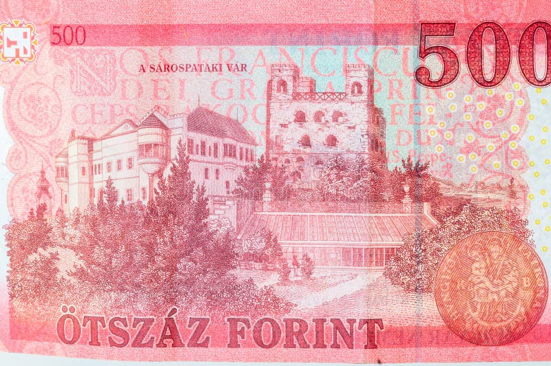 Castle of Sarospatak Var on 500 HUF Note Stock Image - Image of europe ...