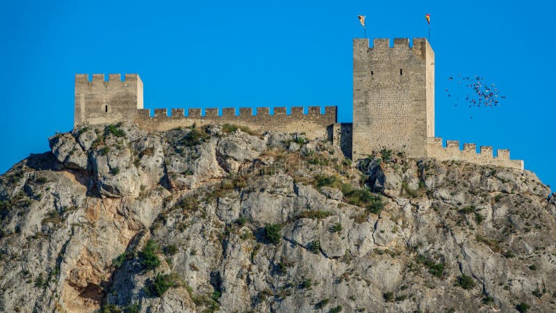 The Castle of Sax Over Rock with Pigeons Stock Photo - Image of ...