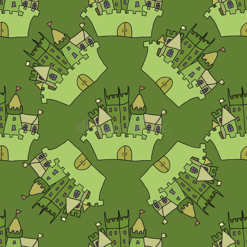 Castle Seamless Vector Pattern Stock Vector - Illustration of palace ...