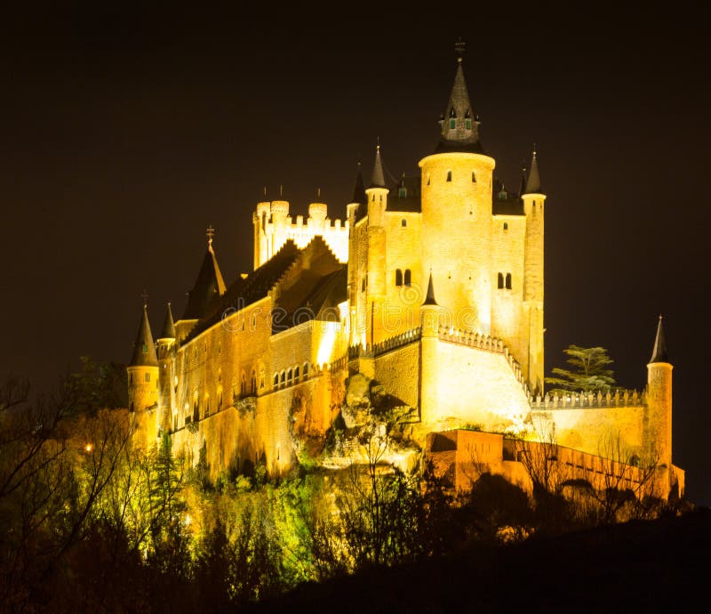 Castle of Segovia stock image. Image of illuminated, landmark - 68550973