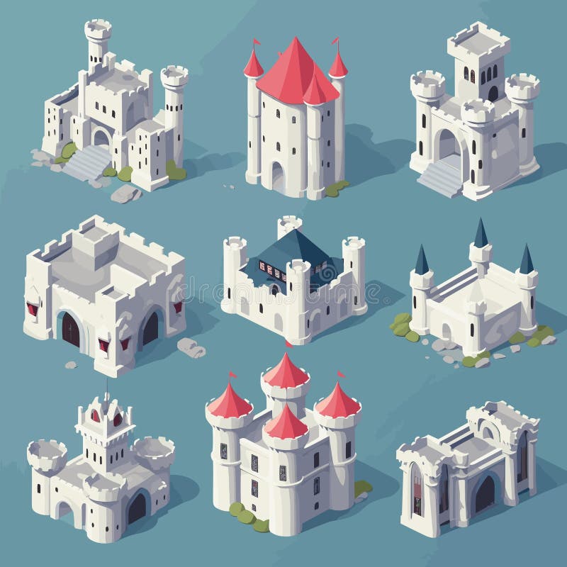Castle Isometric Vector Flat Minimalistic Isolated Illustration Stock ...