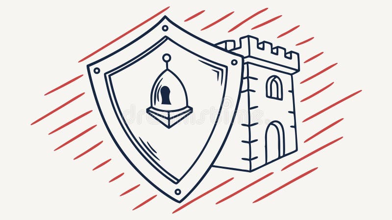 Castle with Shield, Security and Protection Symbol, Vector Design ...