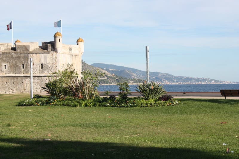 Castle on the shore stock photo. Image of cocteau, international ...