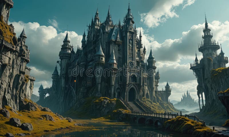 A Castle is Shown in a Medieval Setting with a Large Body of Water in ...