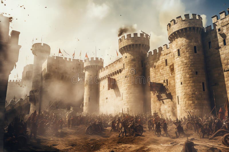 Castle Siege Medieval Fantasy Photo Stock Illustration - Illustration ...