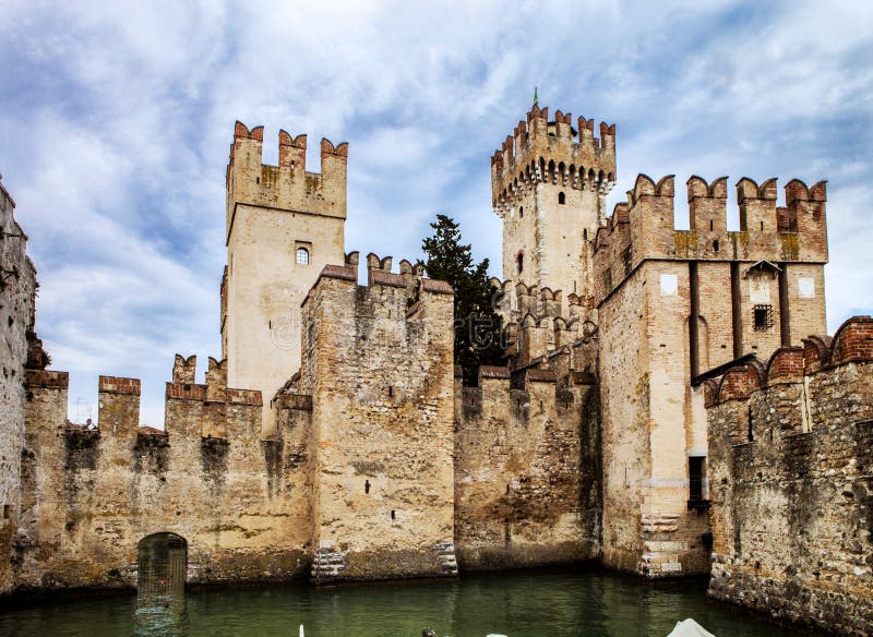Castle in Sirmione, Italy stock image. Image of water - 51746079