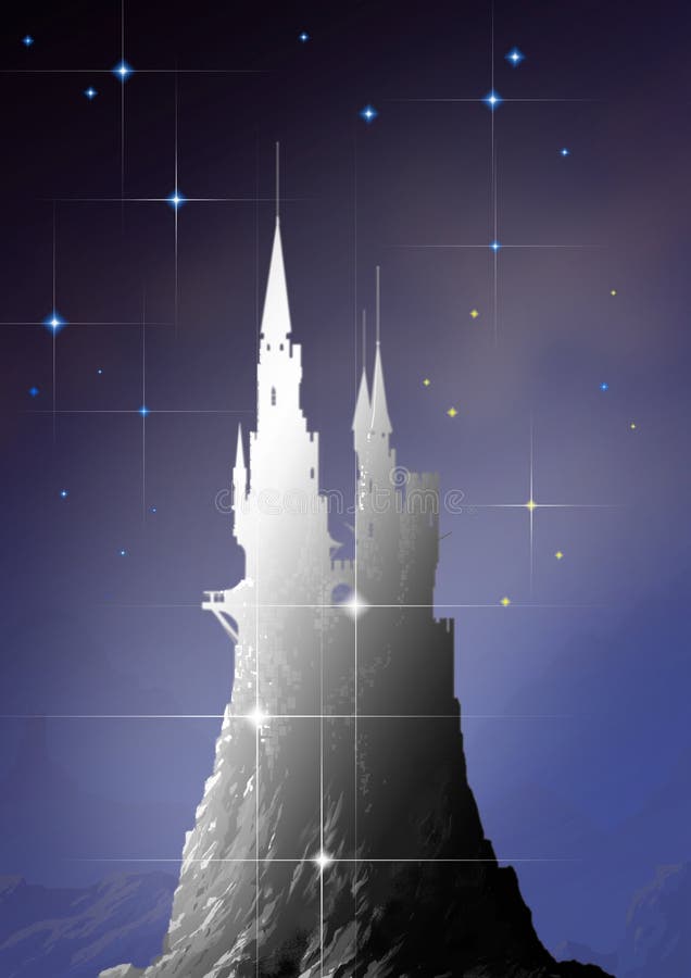 Fantasy Vector Castle Moonlight Sky Stock Vector - Illustration of ...