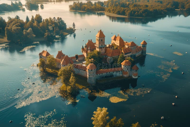 Castle on small island stock photo. Image of ocean, picturesque - 375321632