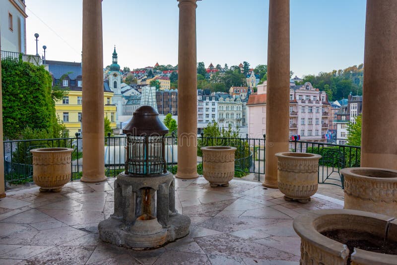 Castle Spring at Karlovy Vary Promenade, Czech Republic Stock Image ...