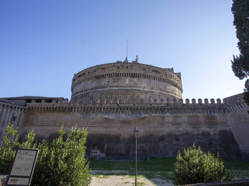 Castle of St Angelo in Rome from the Side Stock Photo - Image of stone ...