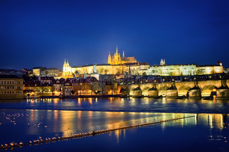 Castle and the St. Charles Bridge Stock Photo - Image of landmark ...