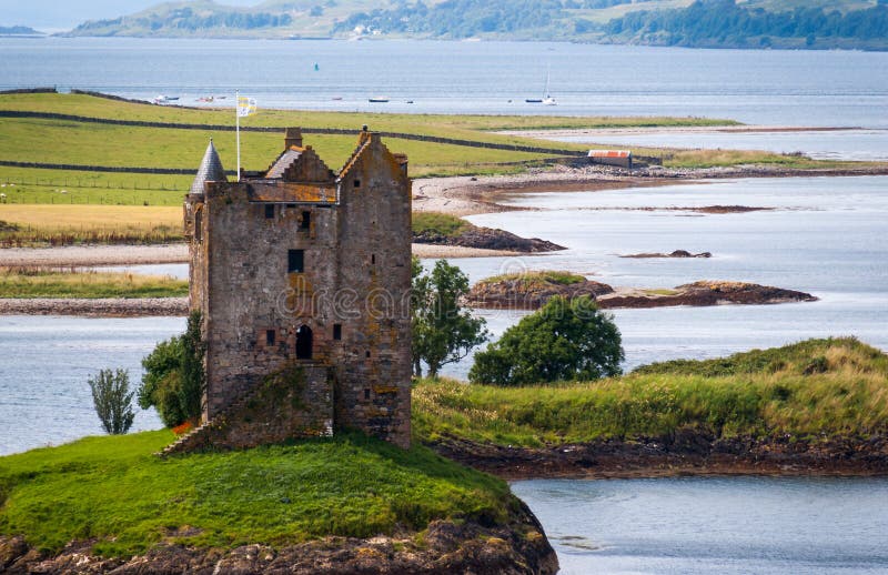 Castle Stalker in Scotland stock photo. Image of idyllic - 78391496