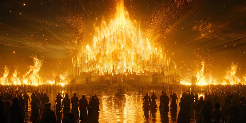 The Castle of the Star Radiance, Towering in the Night Sky, Surrounded ...