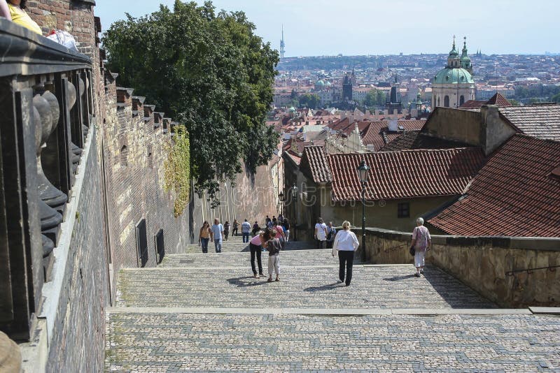 The Castle Steps in the City of Prague. Editorial Photo - Image of ...