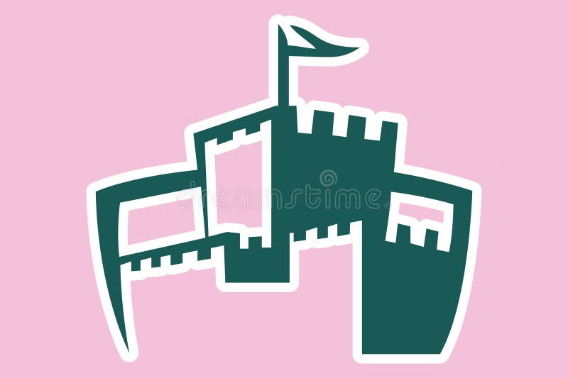 Castle Sticker Logo Design Concept Vector. Stock Vector - Illustration ...