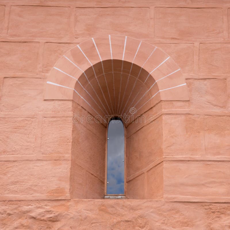 Castle Stone Wall with a Arched Window Stock Photo - Image of vintage ...