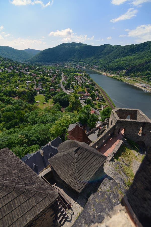 Castle Strekov in Valley of River Labe Stock Photo - Image of rock ...