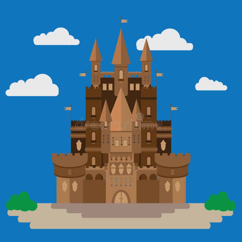 Castle in the Style of Flat Design Stock Vector - Illustration of king ...