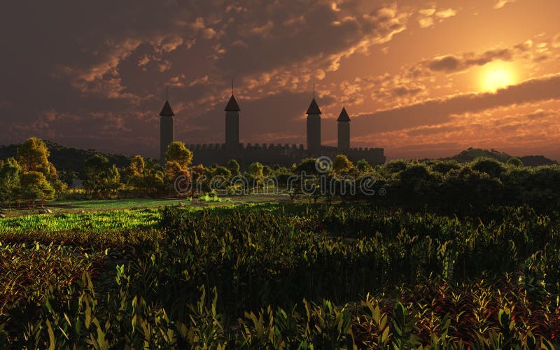 Castle Sunset stock illustration. Illustration of landscape - 27264876