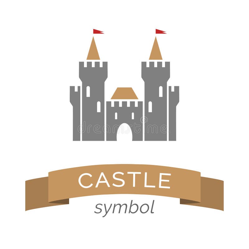 Castle Symbol Icon with Flags on White Background Stock Vector ...