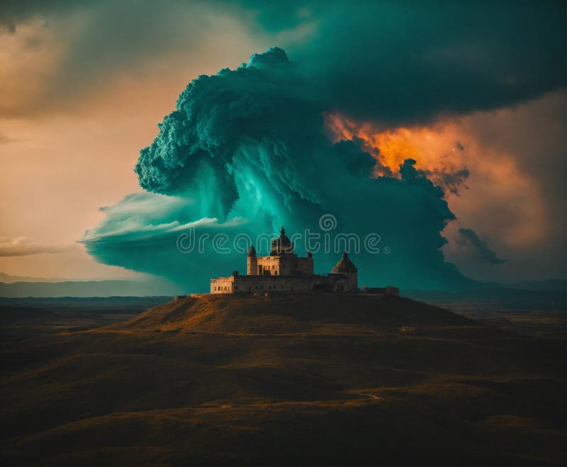 The Castle is Threatened by a Storm on the Horizon Stock Image - Image ...