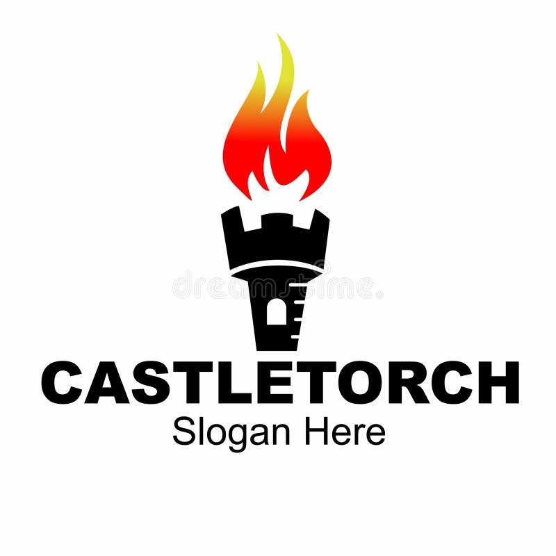 Castle Torch Logo Design Template Stock Vector - Illustration of ...